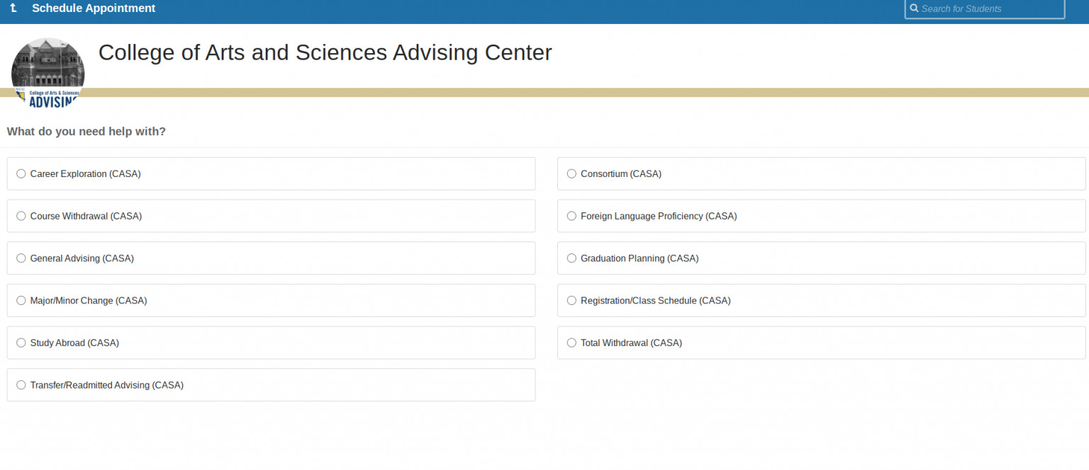 Schedule an Appointment - College of Arts & Sciences Advising (CASA)